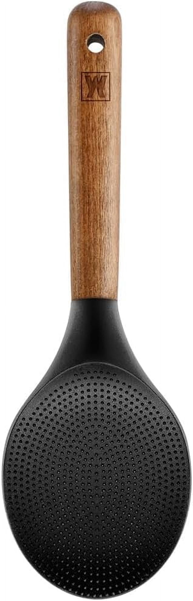 HUVBNAWQ-Silicone Rice Paddle with Wooden Handles: Non-Stick Rice Spoon ...
