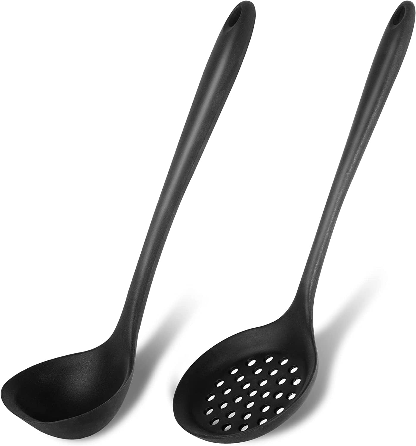 HUVBNAWQ-Silicone Soup Ladle Spoon Set of 2,Silicone Nonstick Large ...