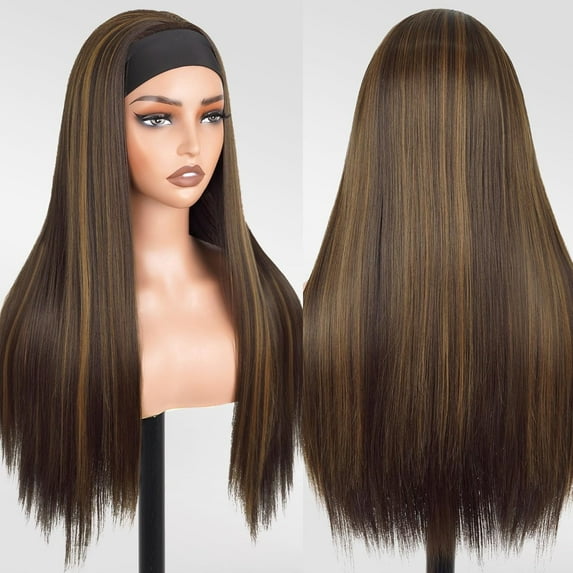 HUVBNAWQ-Straight Headband Wig Half Wig Wear and Go Glueless Wigs for ...