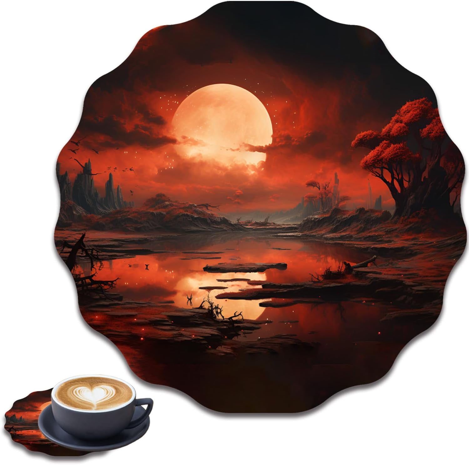 HUVBNAWQ-Sunset Mouse Pad and Coaster Combination, Lace-Shaped ...