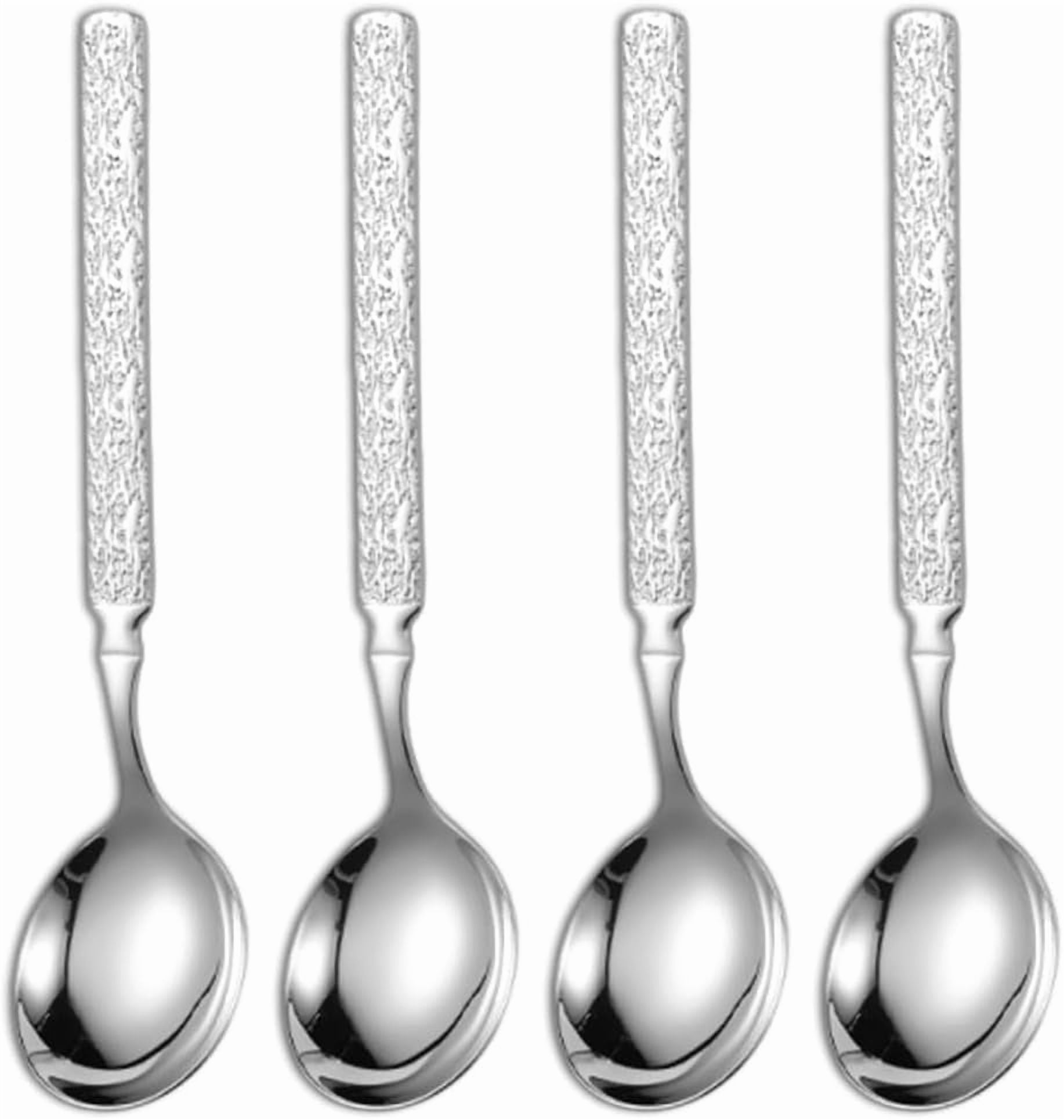 HUVBNAWQ-Thickened Stainless Steel Dinner Spoons with Hammered Edge ...