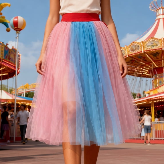 HUXAUN-Skirts for Women Long Colorful Mesh Layered Performance Skirt ...