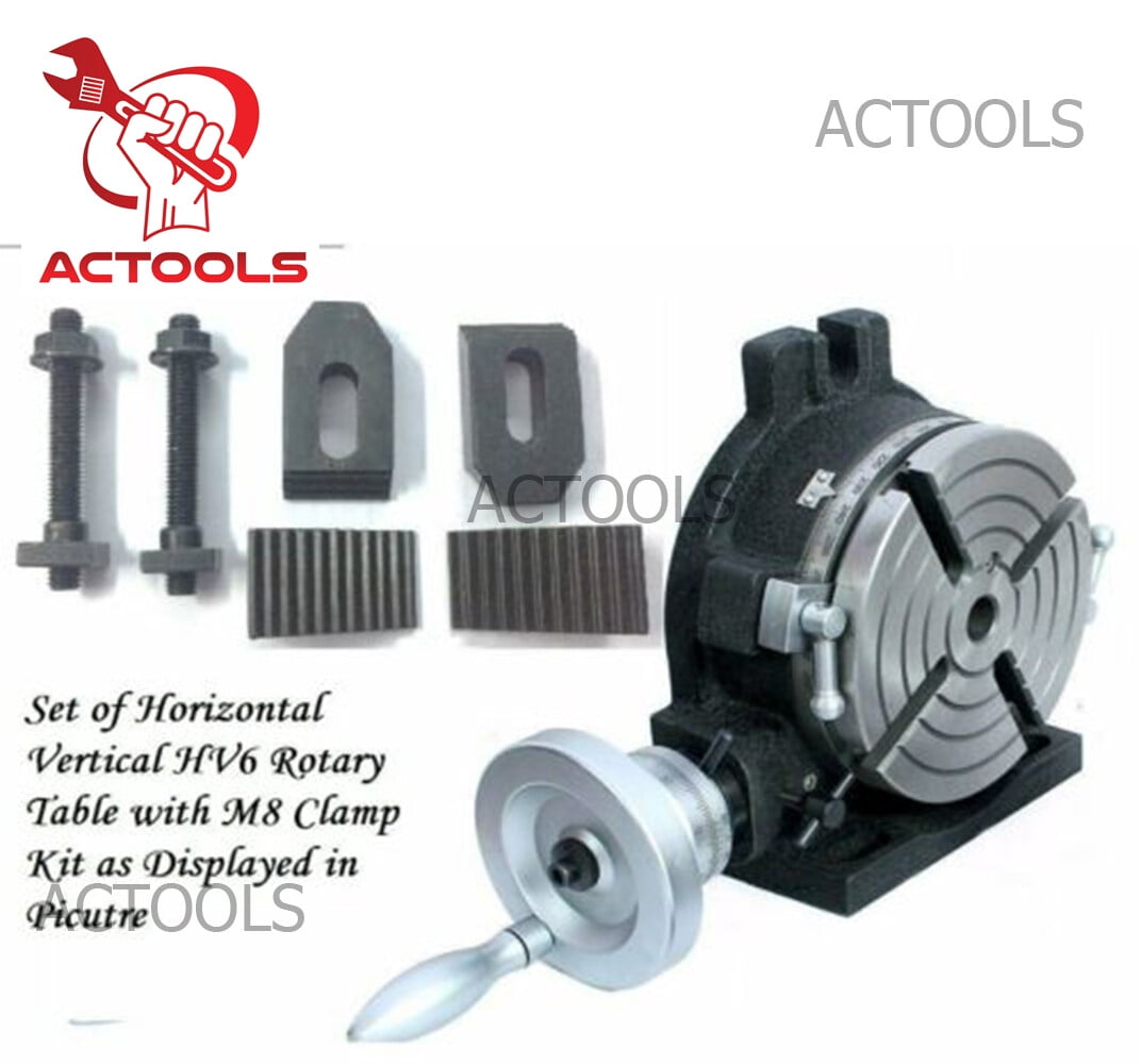 HV6 Slots 6" 150mm Precision 4 Rotary Table with M8 Clamp Kit for ...