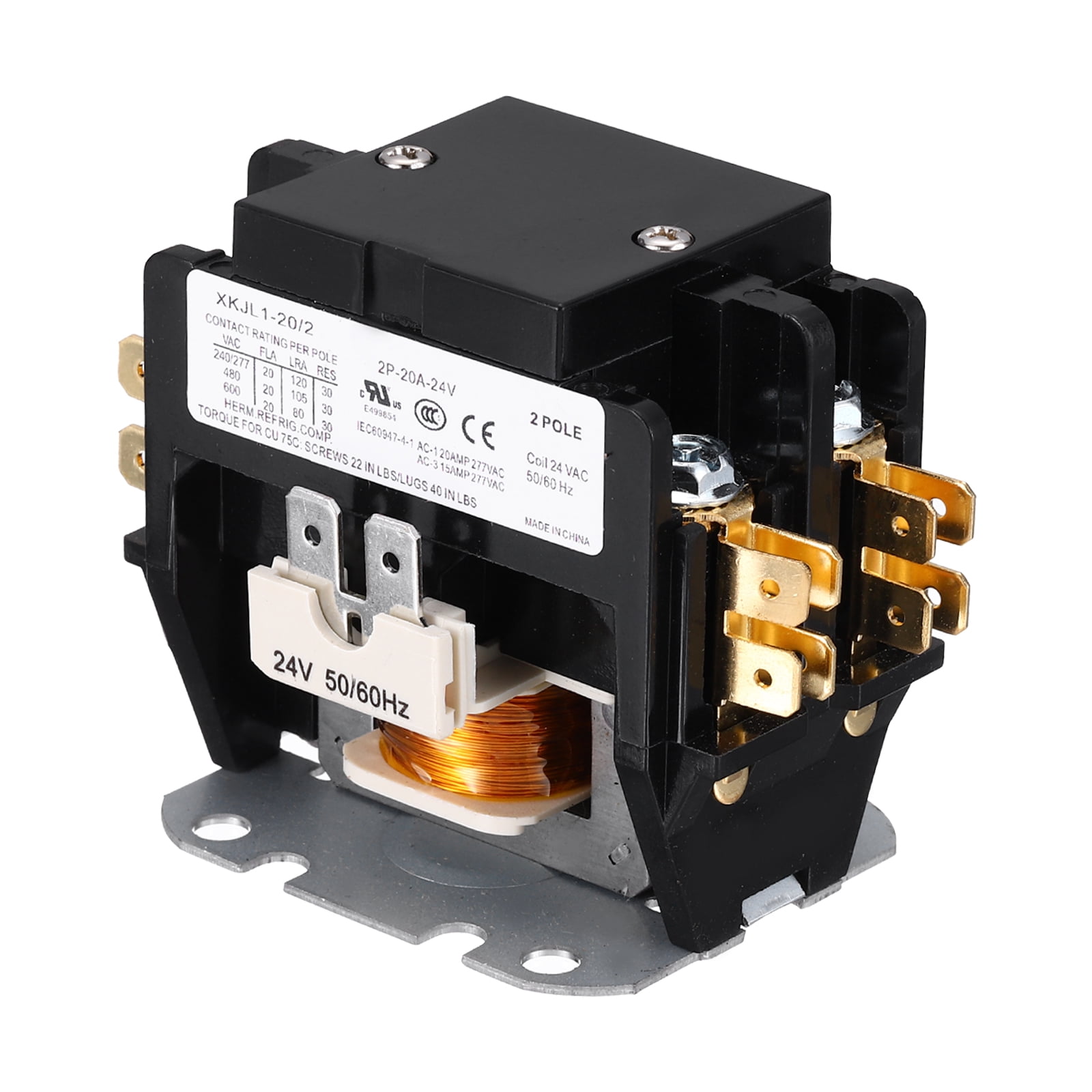 HVAC Contactor, 2 Pole FLA 20 Amps 24V Coil Air Conditioner Contactor ...
