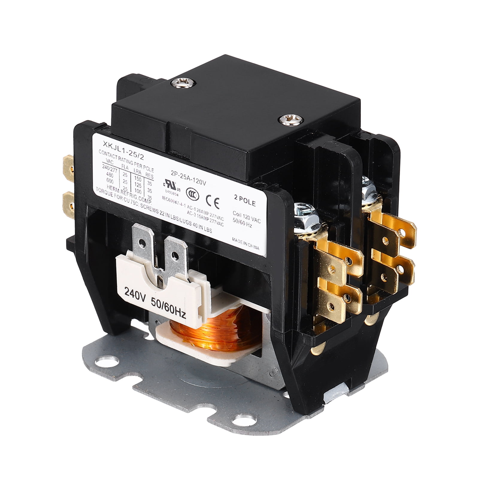 HVAC Contactor, 2 Pole FLA 25 Amps 120V Coil Air Conditioner Contactor ...