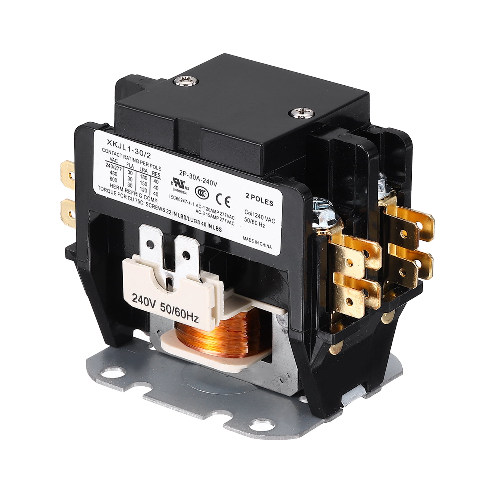 HVAC Contactor, 2 Pole FLA 30 Amps 240V Coil Air Conditioner Contactor Compressor Condenser ...