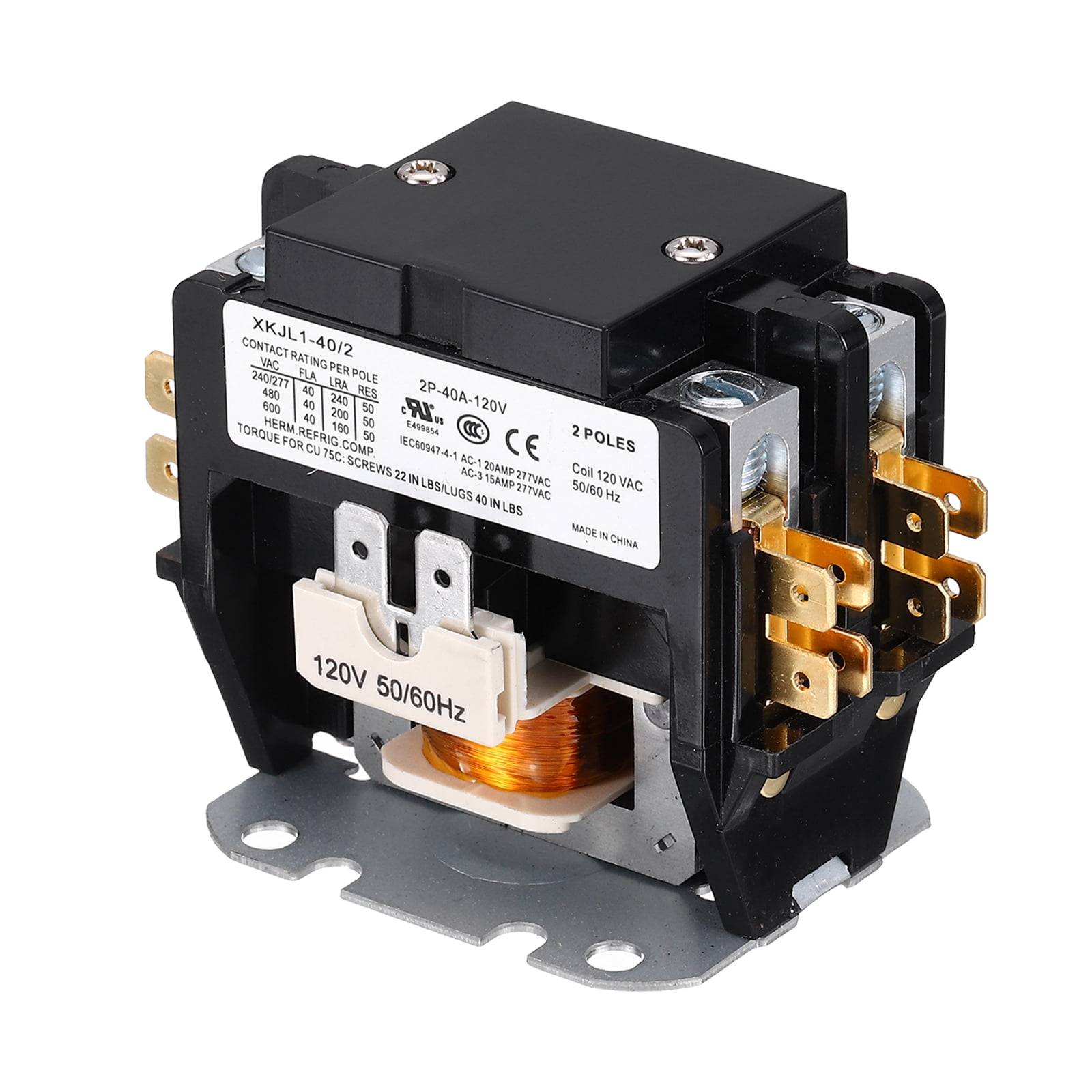 HVAC Contactor, 2 Pole FLA 40 Amps 120V Coil Air Conditioner Contactor ...
