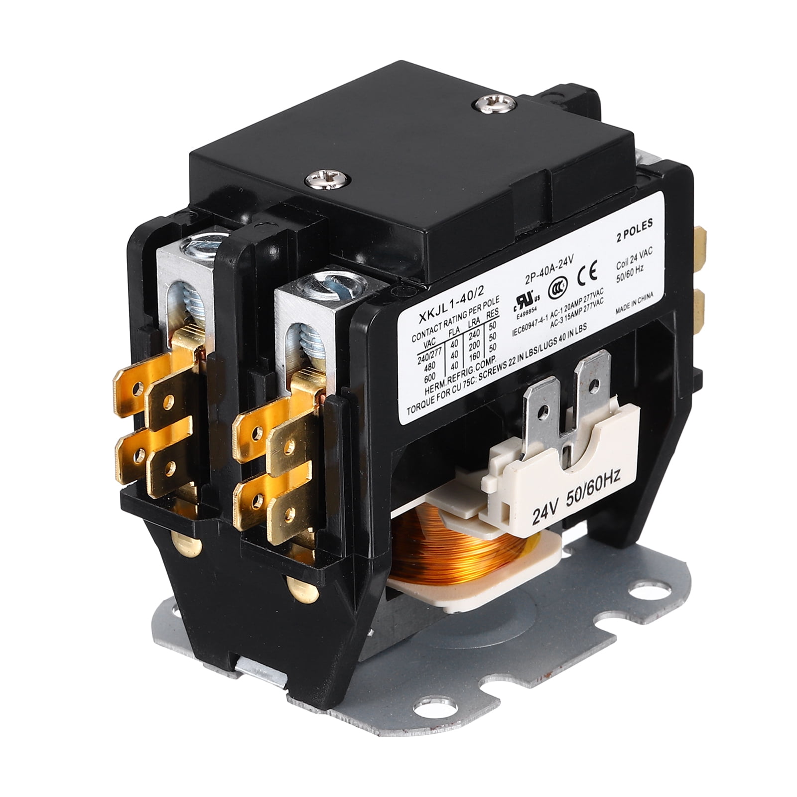 HVAC Contactor, 2 Pole FLA 40 Amps 24V Coil Air Conditioner Contactor ...