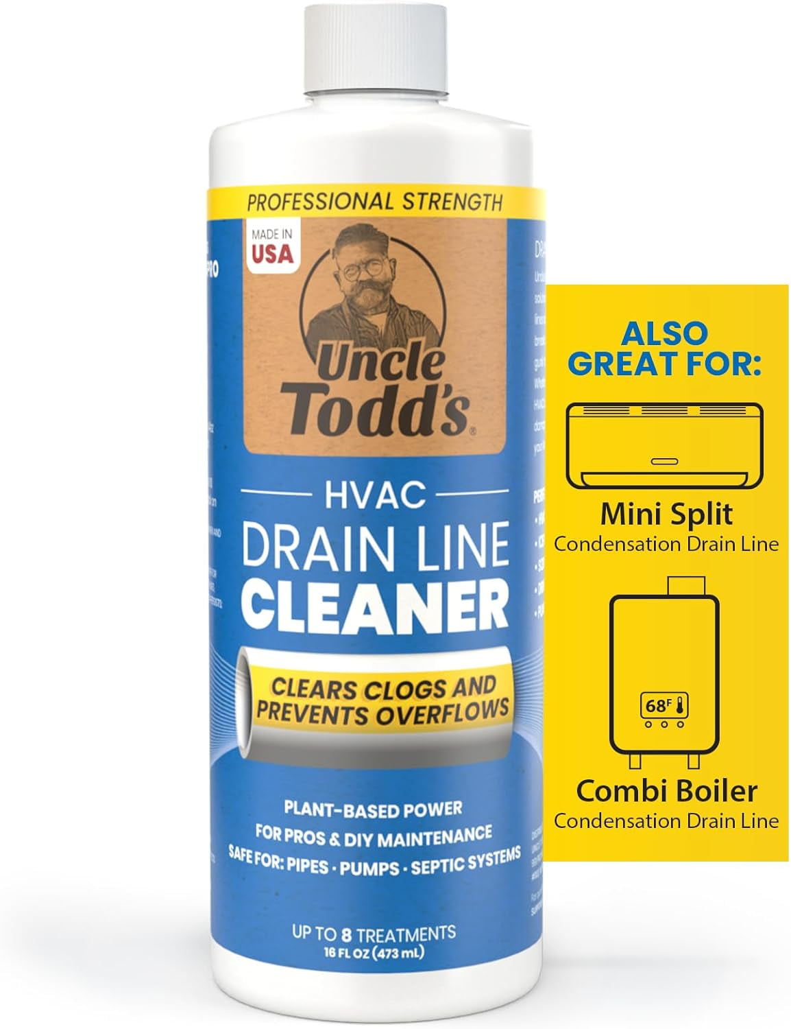 HVAC Drain Line Cleaner – 16oz / 8 Months Supply Bleach-Free, Fast ...