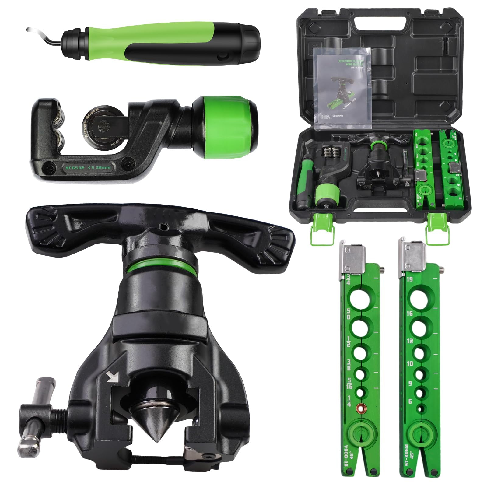 HVAC Flaring Tool Kit for 1/4'' - 3/4'' and 6-19mm Single Flare, 45 ...