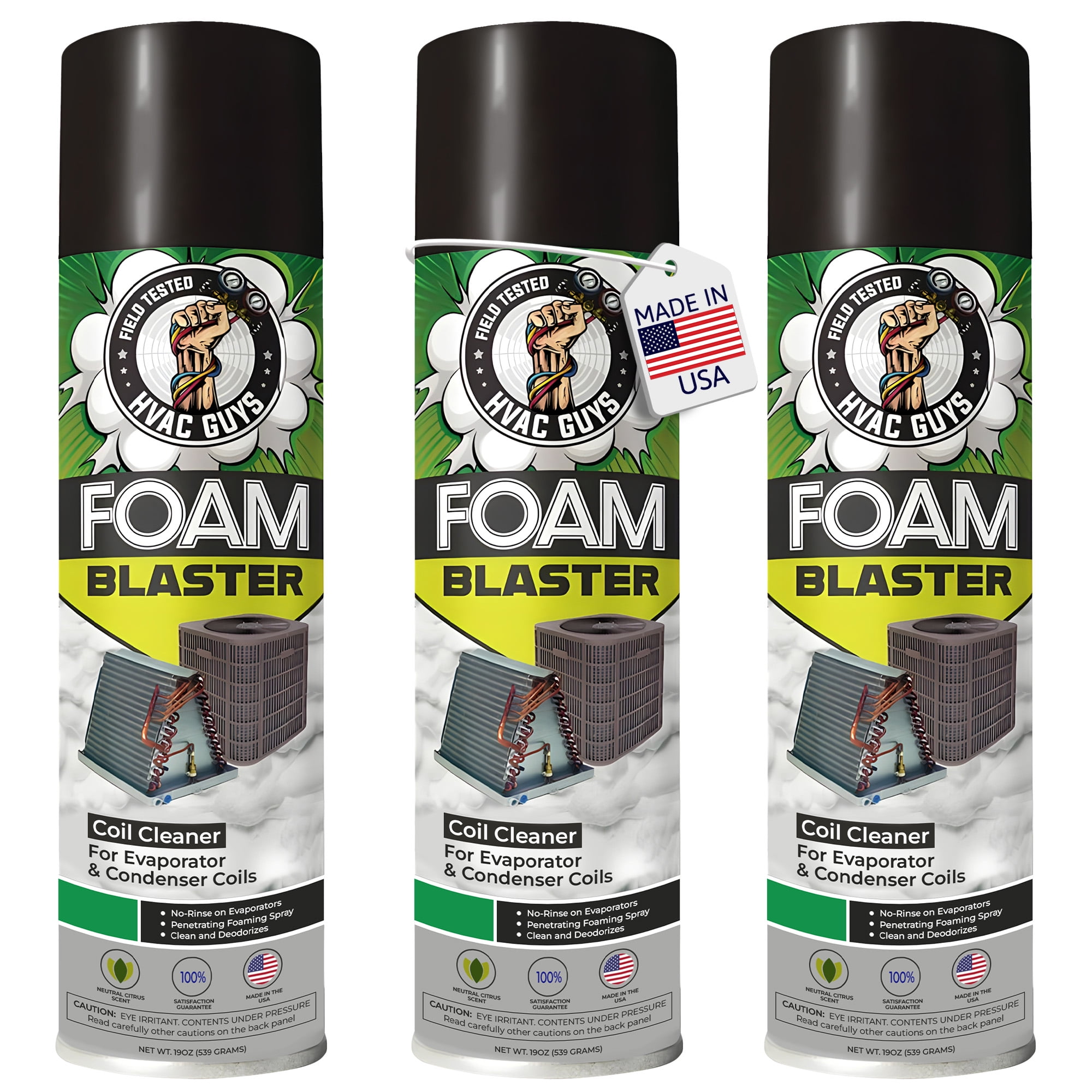 HVAC GUYS Foam Blaster 3 Pack | AC Coil Cleaner Foam Cleaner | Neutral ...