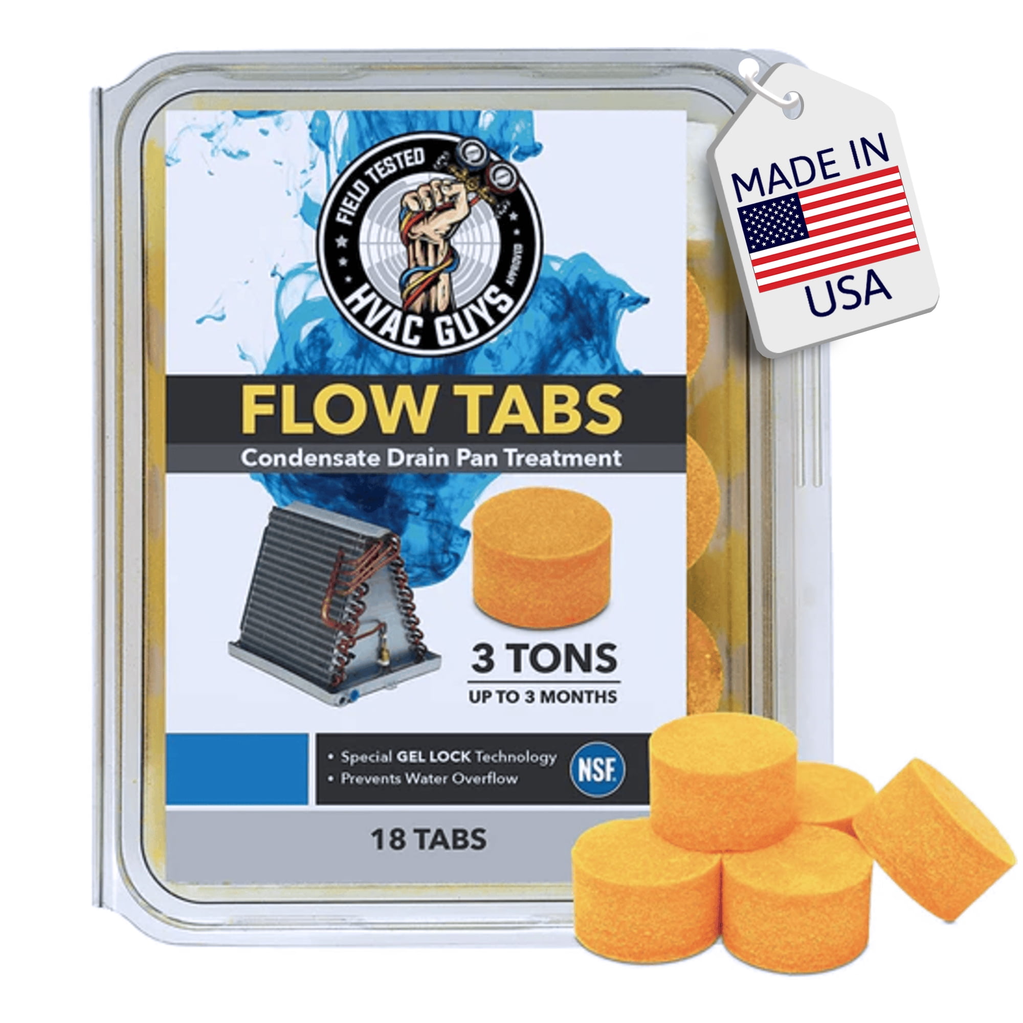 HVAC Guys Flow Tabs with Gel Lock Technology - 18 Pack - Keeps Drain ...