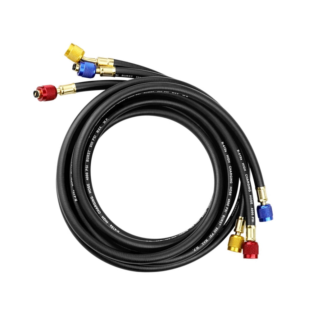 HVAC Manifolds Hose Kit, HVAC Charging Hoses with Valves and 4 Brass Adapters for R134A R410A ...
