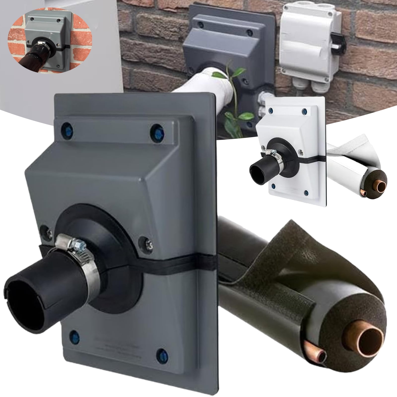 HVAC Wall Penetration & Line-Set Cover Kit Easy Install Split Cover Wall Sleeve for AC Line Set ...