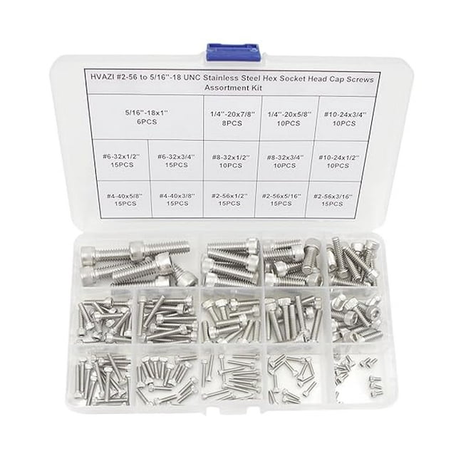 HVAZI #2-56 to 5/16"-18 UNC Stainless Steel Hex Socket Head Cap Screws ...