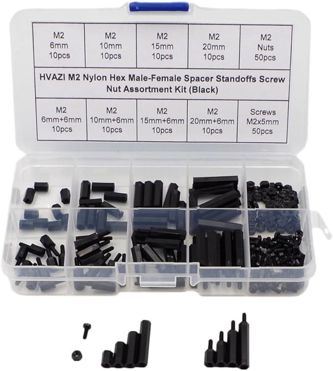 HVAZI M2 Nylon Hex Male-Female Spacer Standoffs Screw Nut Assortment ...