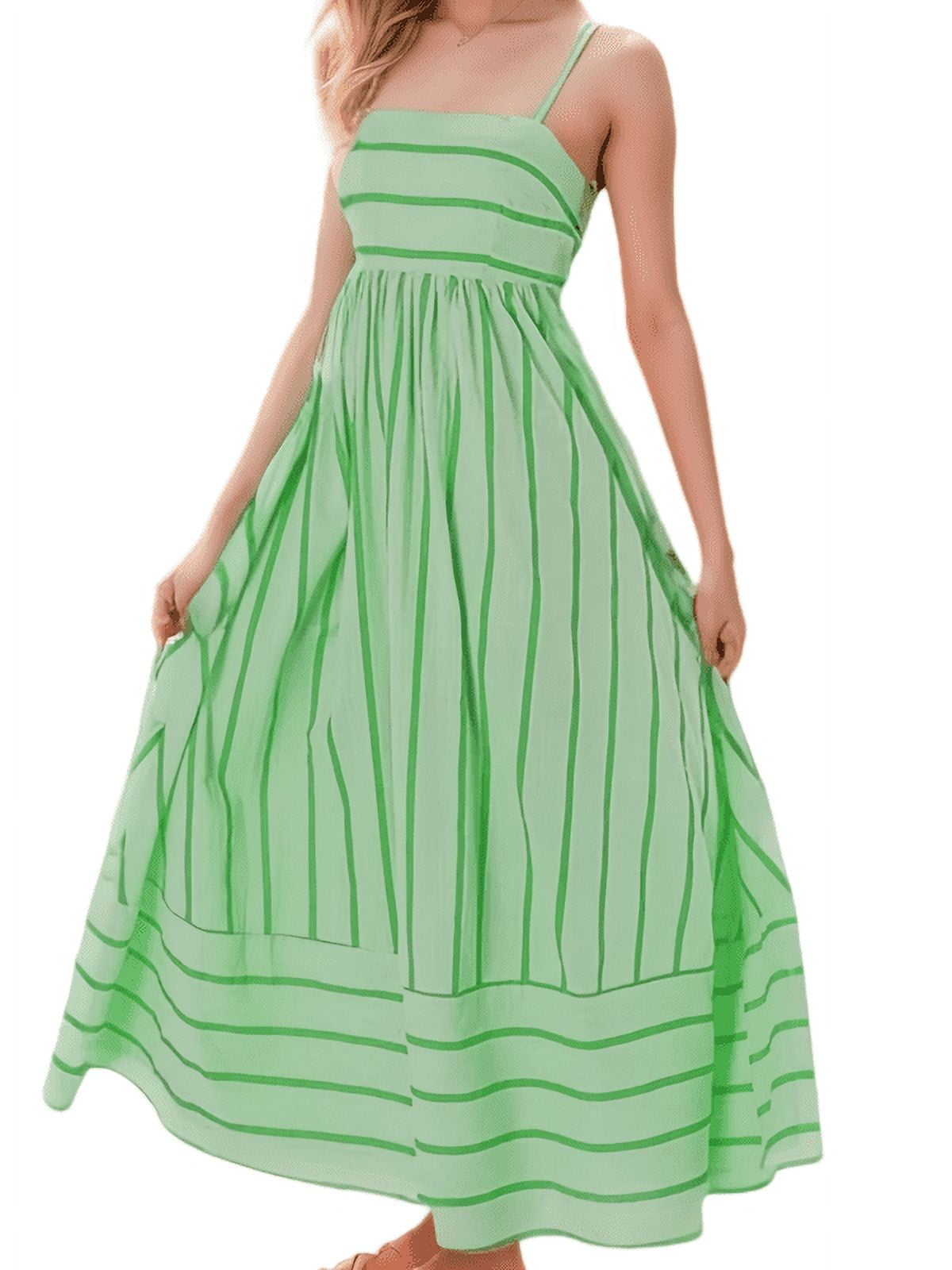 HVEOO Women Boho Long Dress Spaghetti Strap Flowy Maxi Dress Beach A ...