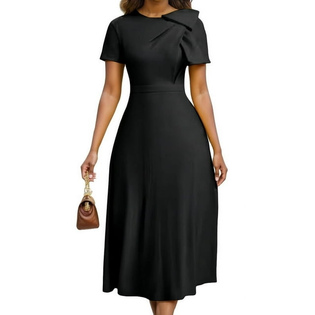 HVEOO Womens Short Sleeve Cocktail Dress, Church Dresses for Wedding ...