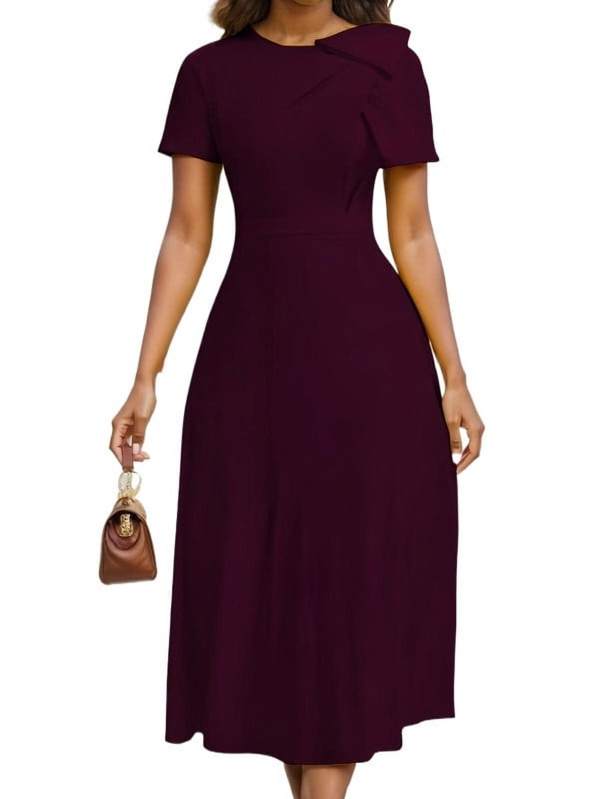 HVEOO Womens Short Sleeve Cocktail Dress, Church Dresses for Wedding ...