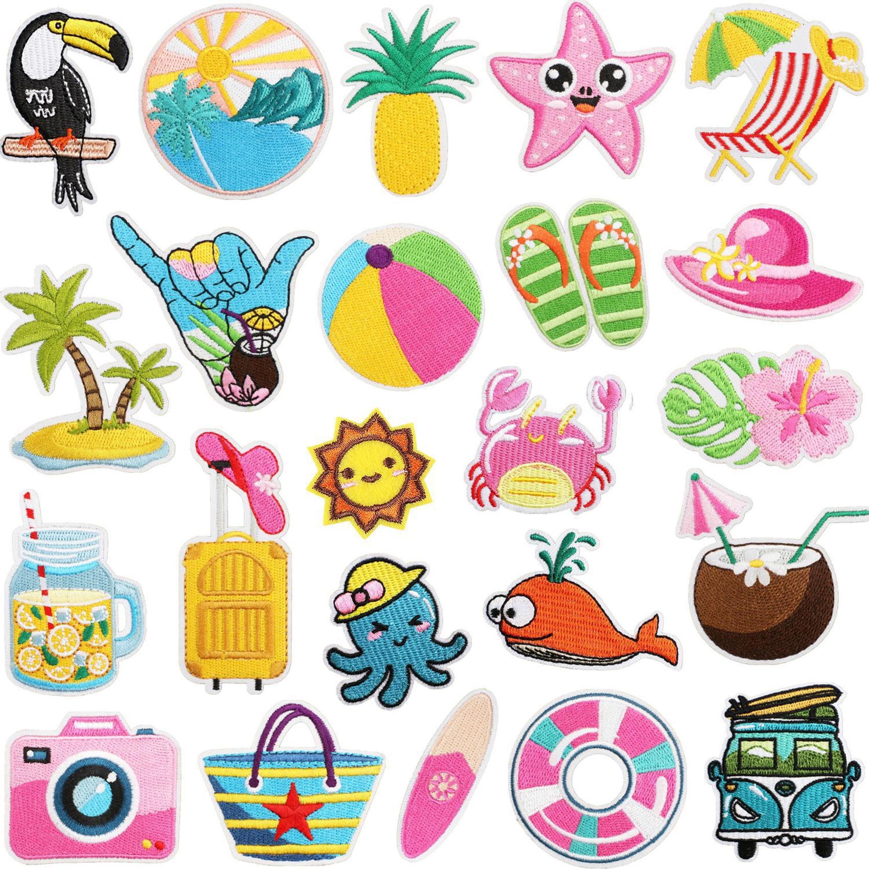 HVEST 23Pcs Cute Hawaiian Embroidered Iron on Patches Tropical Palm ...