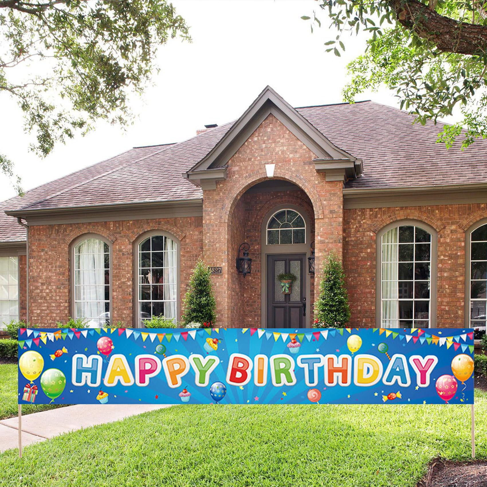 HVEST Blue Happy Birthday Yard Banner Birthday Decorations Happy ...