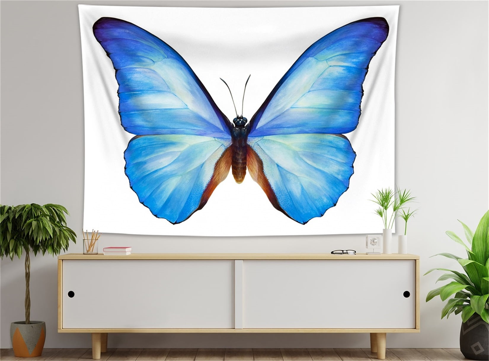 HVEST Butterfly Tapestry Teal Insect Moth Tapestry Wall Hanging 60Wx40H ...