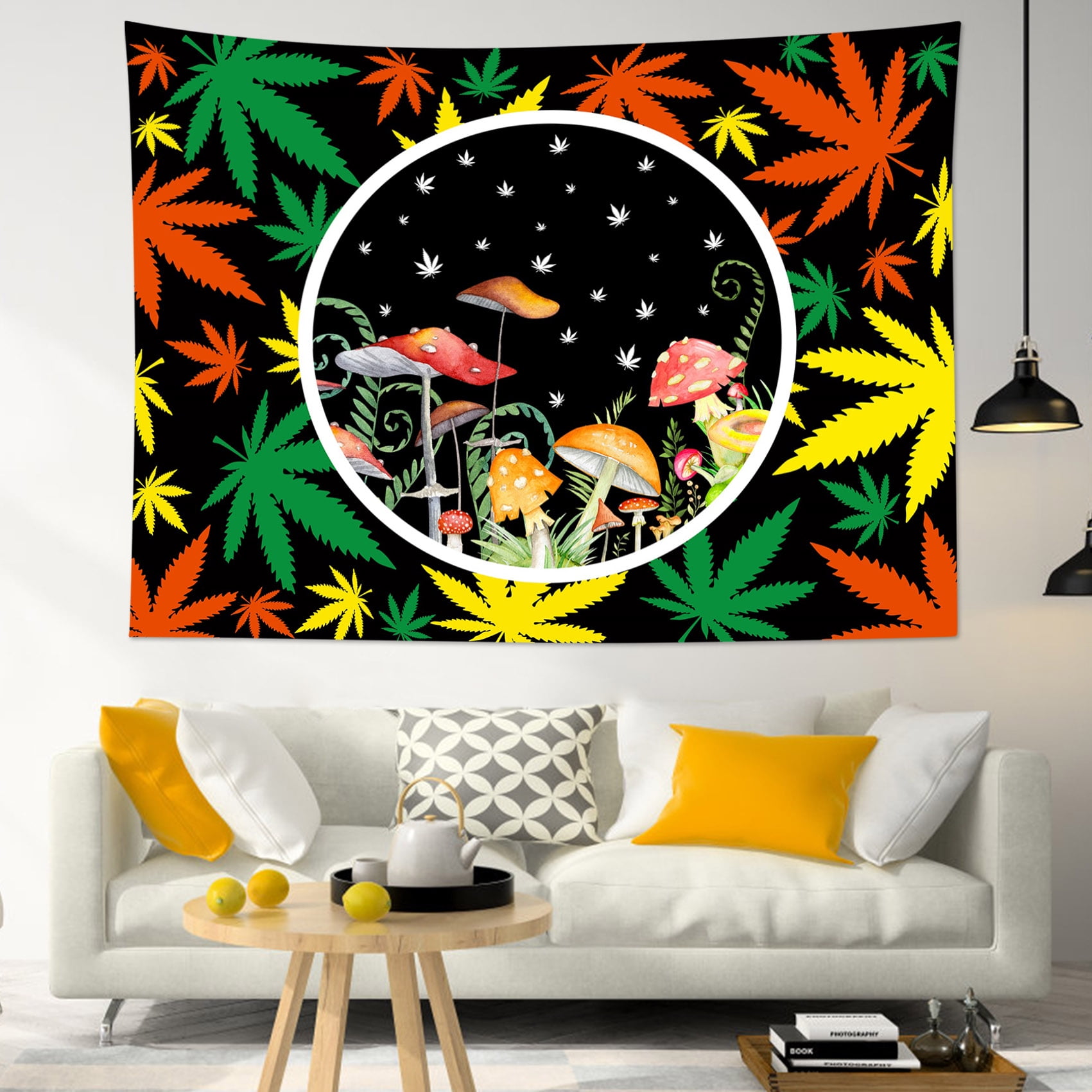 HVEST Colorful Weed Tapestry Wall Hanging Boho Style Watercolor ...