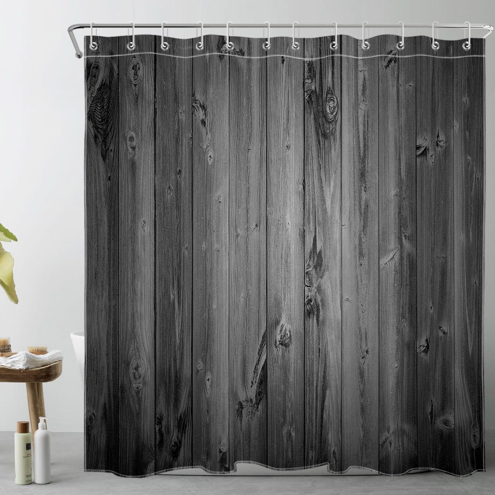 HVEST Farmhouse Grey Wood Shower Curtain Decor,Vintage Western Country ...