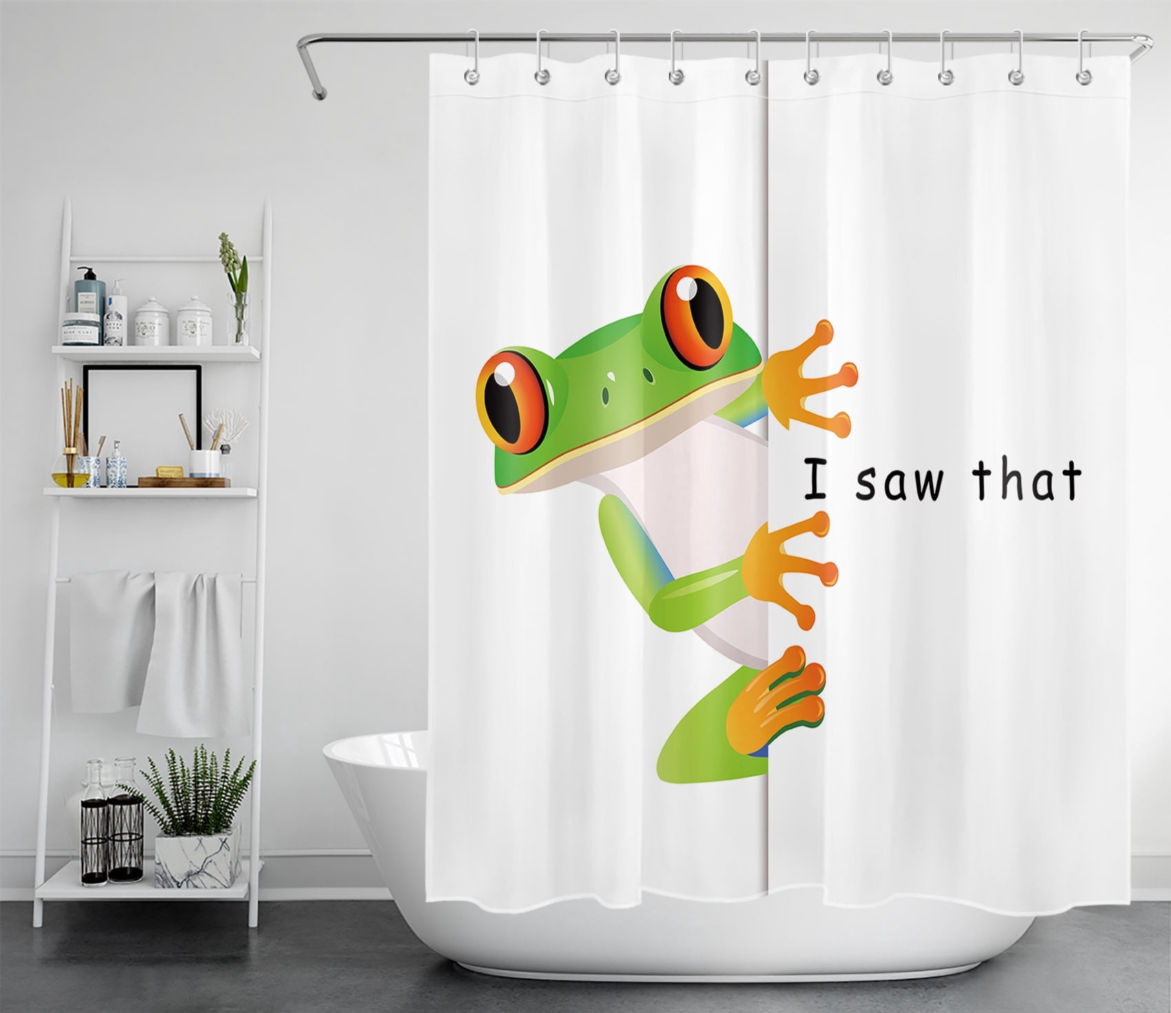 HVEST Funny Frog Shower Curtain for Bathroom Decor,Funny Words Shower ...