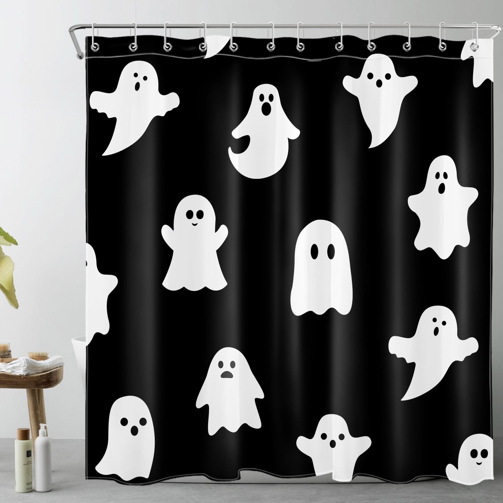 HVEST Halloween Ghost Shower Curtain for Bathroom Spooky Cute Funny ...