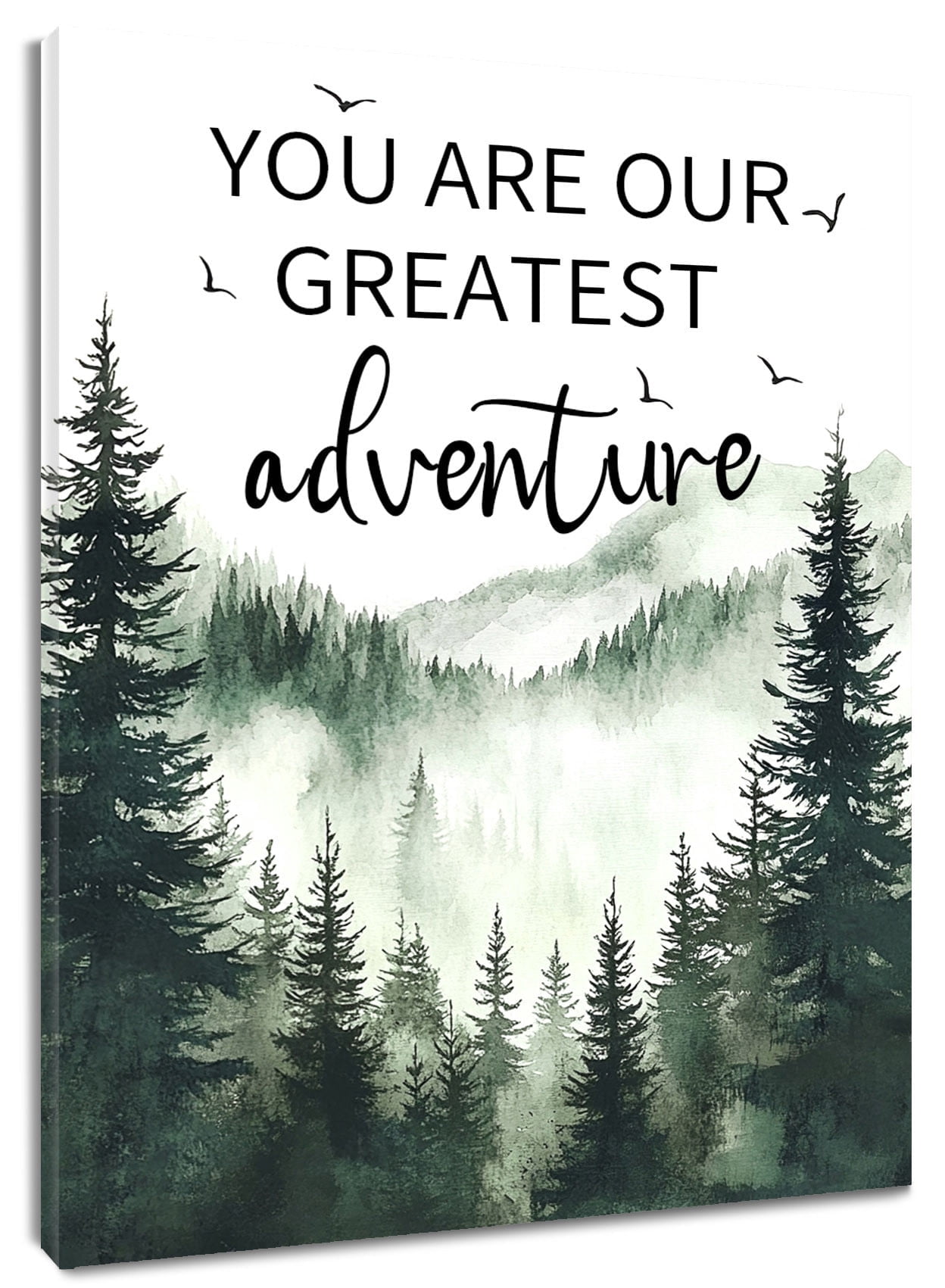 HVEST Misty Forest Mountain Wall Art Inspirational Quotes and Trees ...