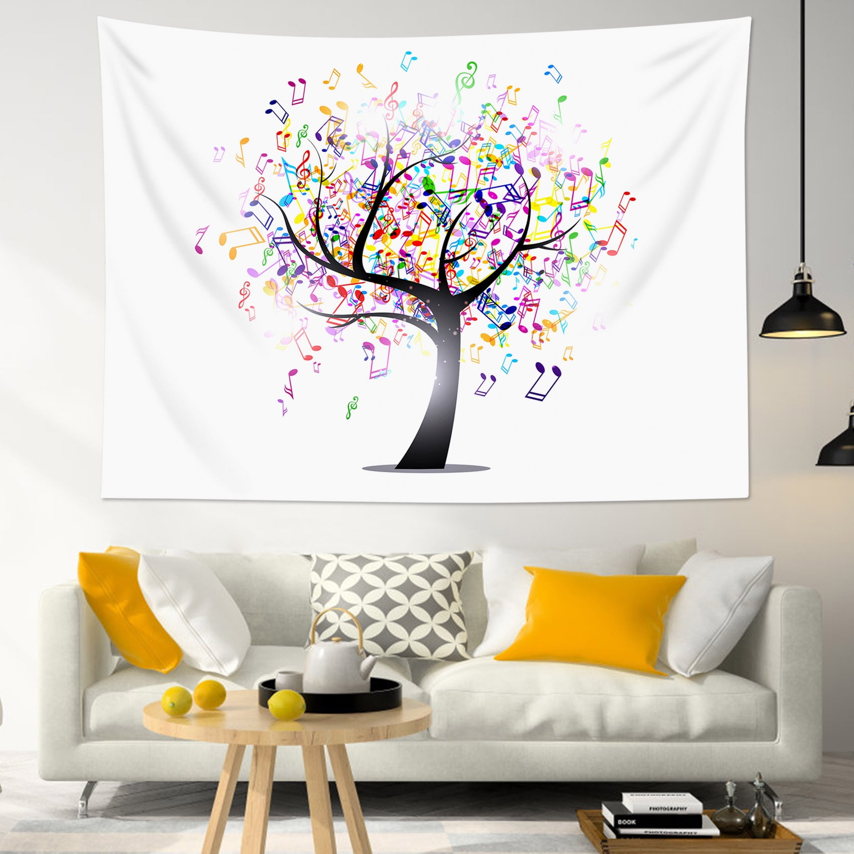 HVEST Music Note Tree Tapestry Creative Colorful Musical Notes and ...