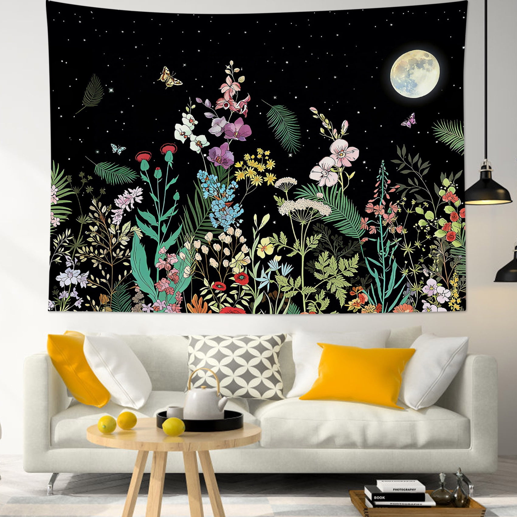 HVEST Rustic Floral Plant Tapestry Wall Hanging Wildflower Flower ...