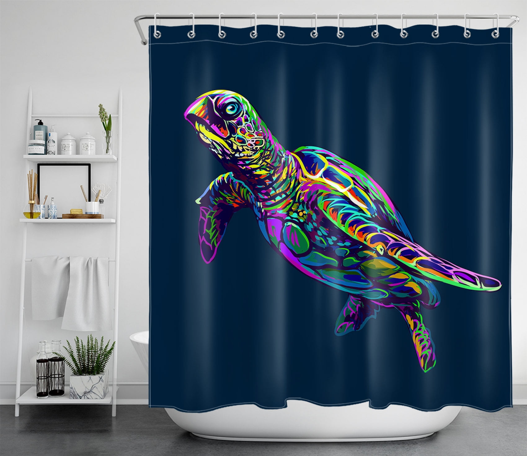HVEST Sea Turtle Shower Curtain, Colorful Marine Life Sea Turtle on ...
