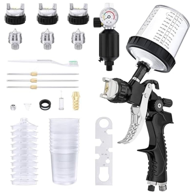HVLP Air Sprayer Paint with 1.4/1.7/2mm Nozzles&Air Compressor ...