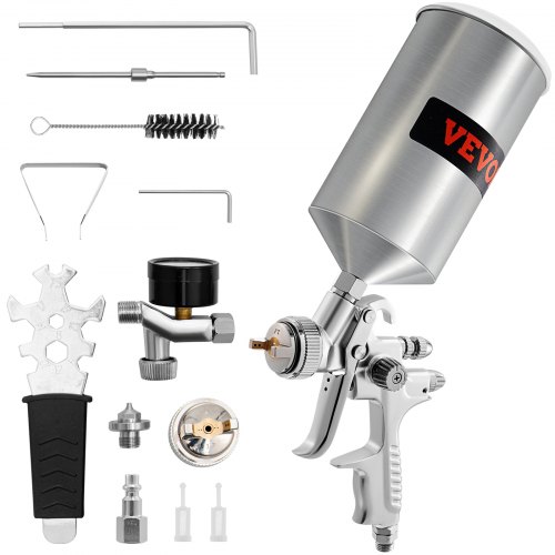 HVLP Auto Paint Air Spray Gun Kit Gravity Feed Car Primer 1.3/1.7mm ...