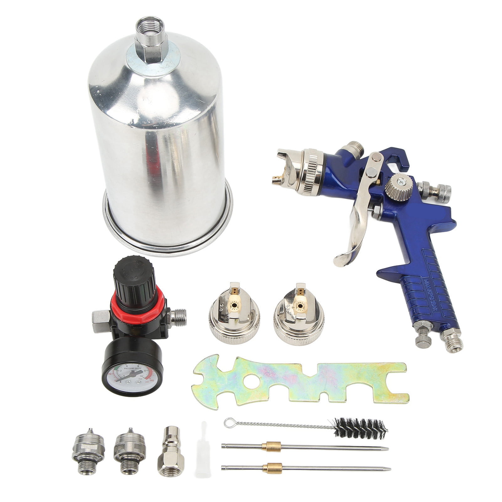 HVLP Gravity Feed Air Spray Detail Paint Sprayer Kit with 1.4 1.7 2.0mm ...