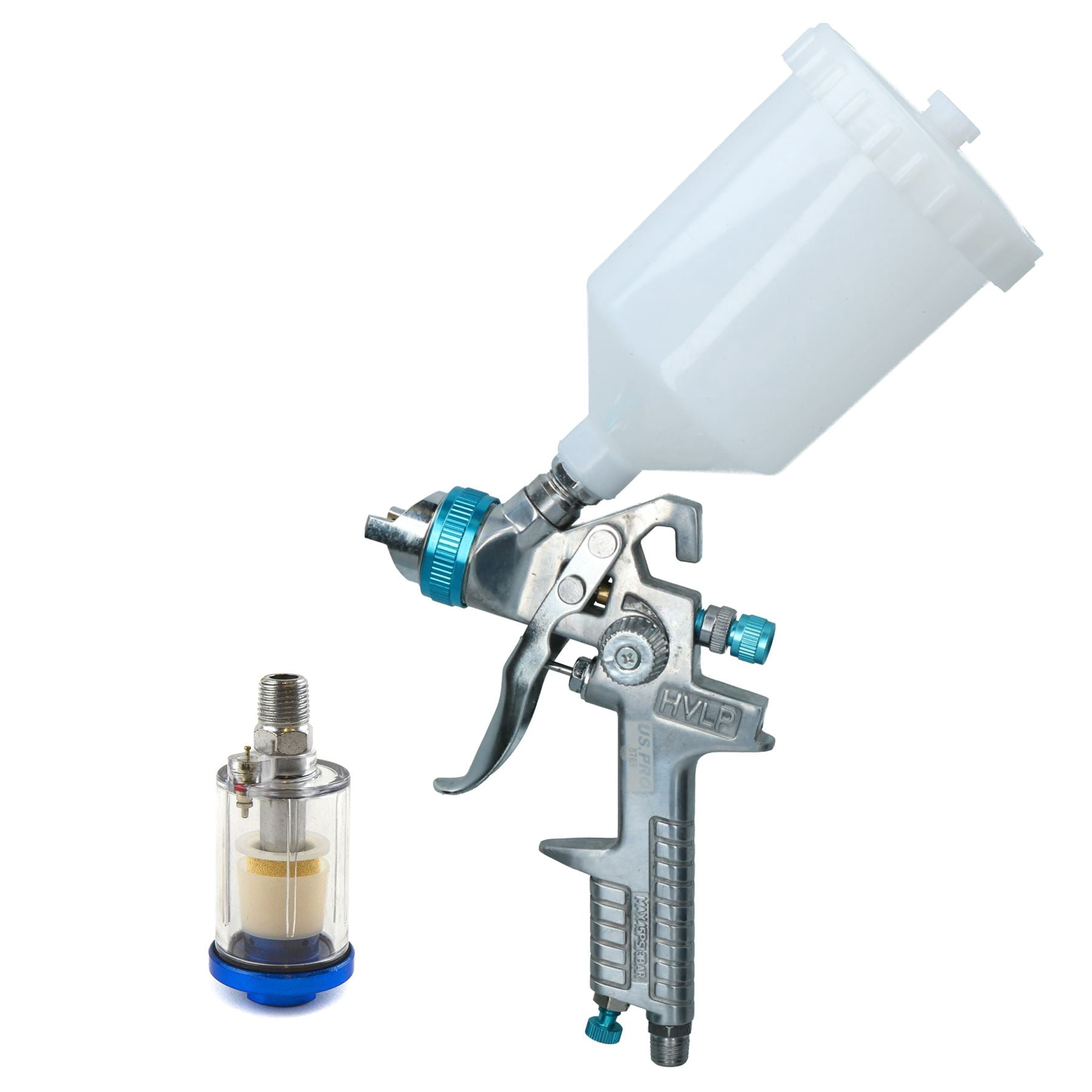 HVLP Gravity Feed Spray Gun 1.4mm Nozzle 1/4" BSP In Line Moisture Trap ...
