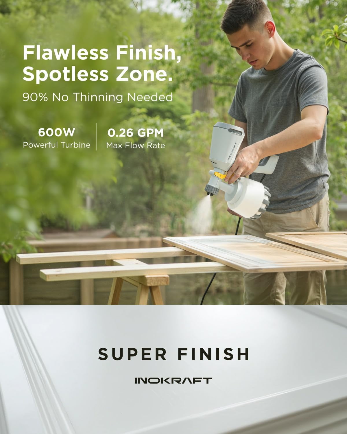 HVLP Paint Sprayer 600W with 3 Nozzles and Cleaning Kit for Home ...