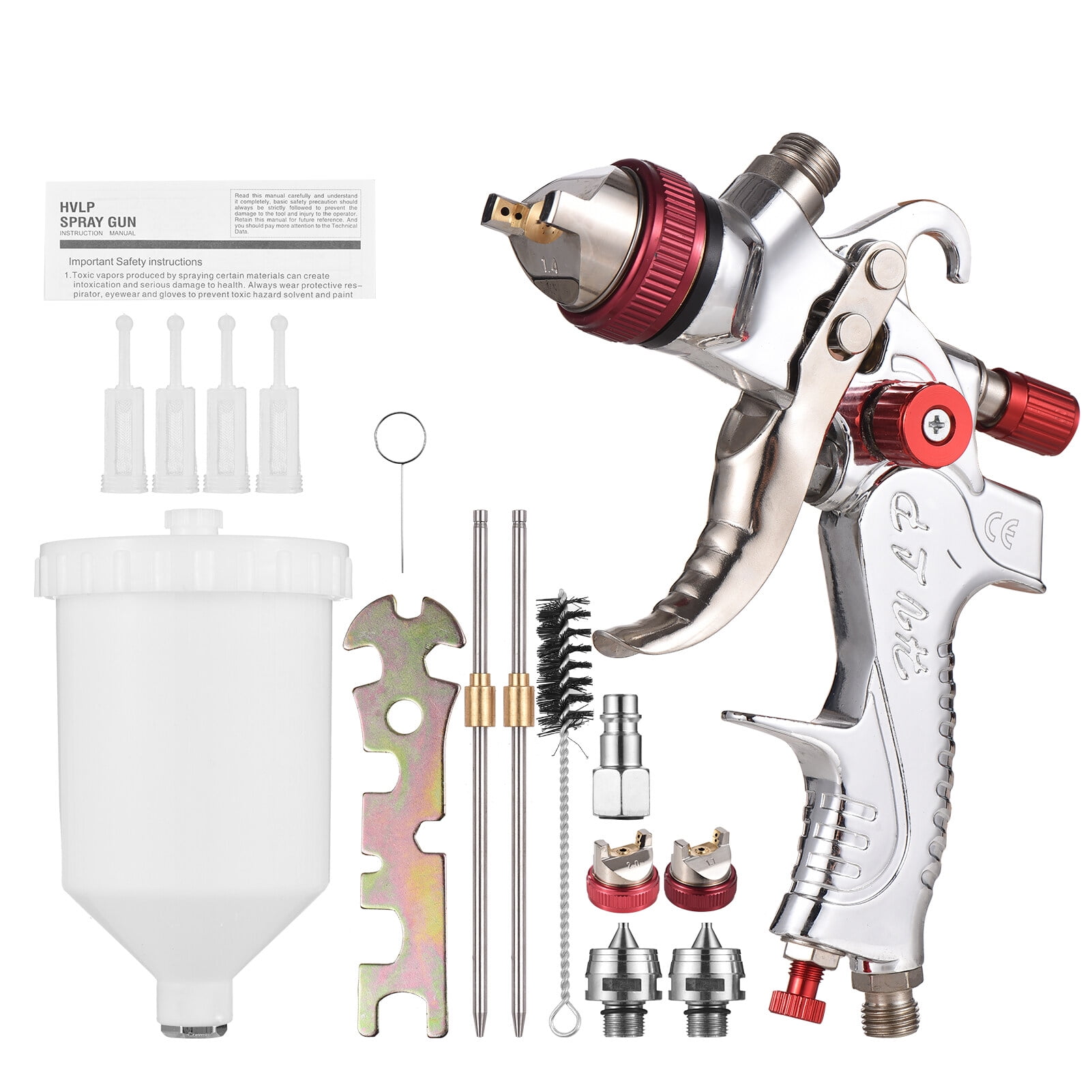 HVLP Paint Spraying Gun Kit Gravity Feed Air Spray Gun Mini Sprayer ...