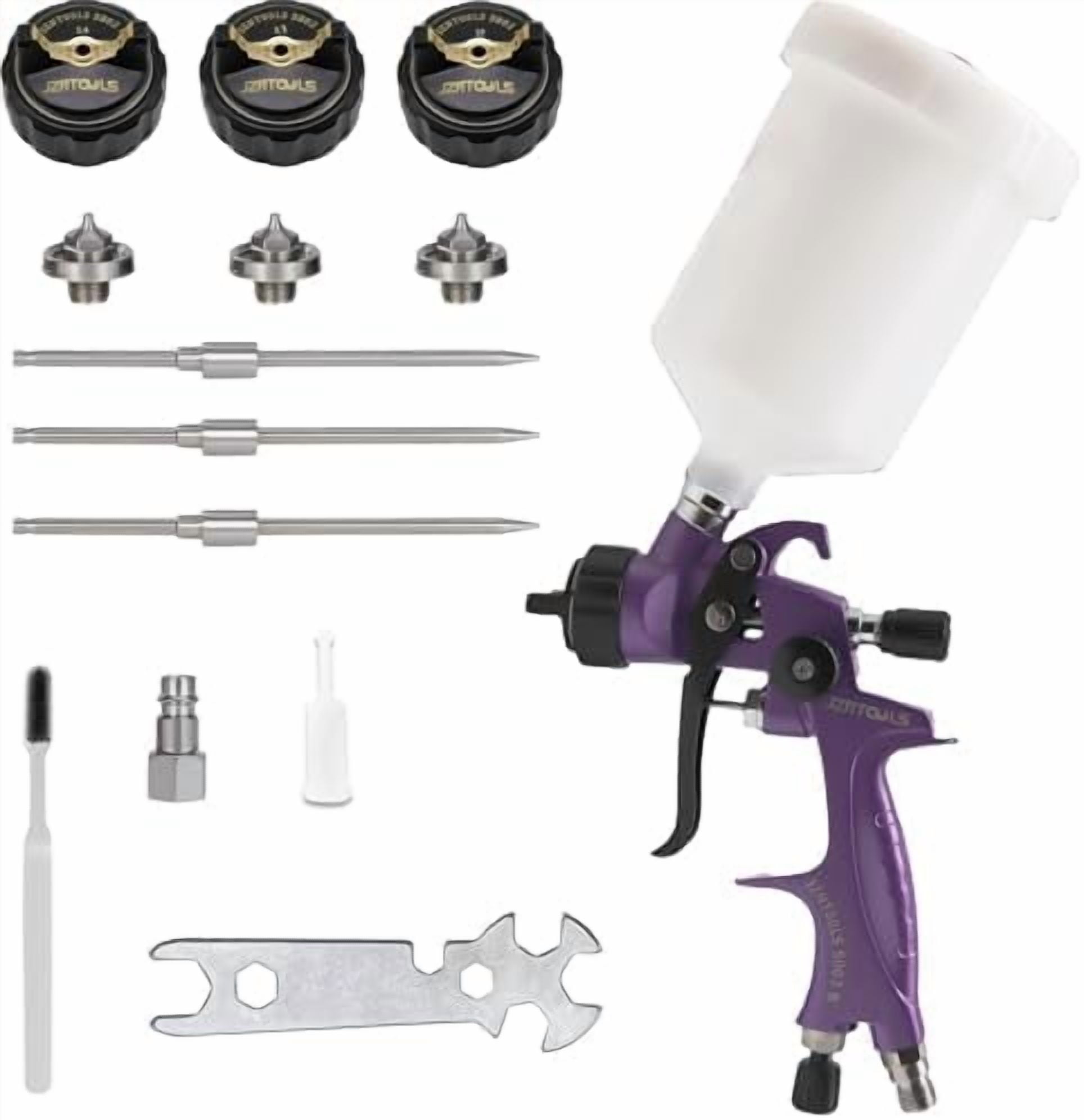 HVLP Spray Gun Kit 3 Models Nozzle and 600ml Cup Gravity Paint Sprayer ...