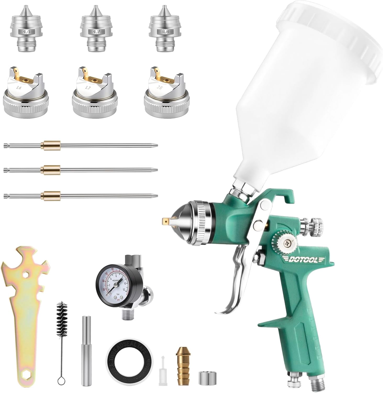 HVLP Spray Gun Kit H827 Automotive Paint Gun with 1.4/1.7/2.0mm Nozzles ...