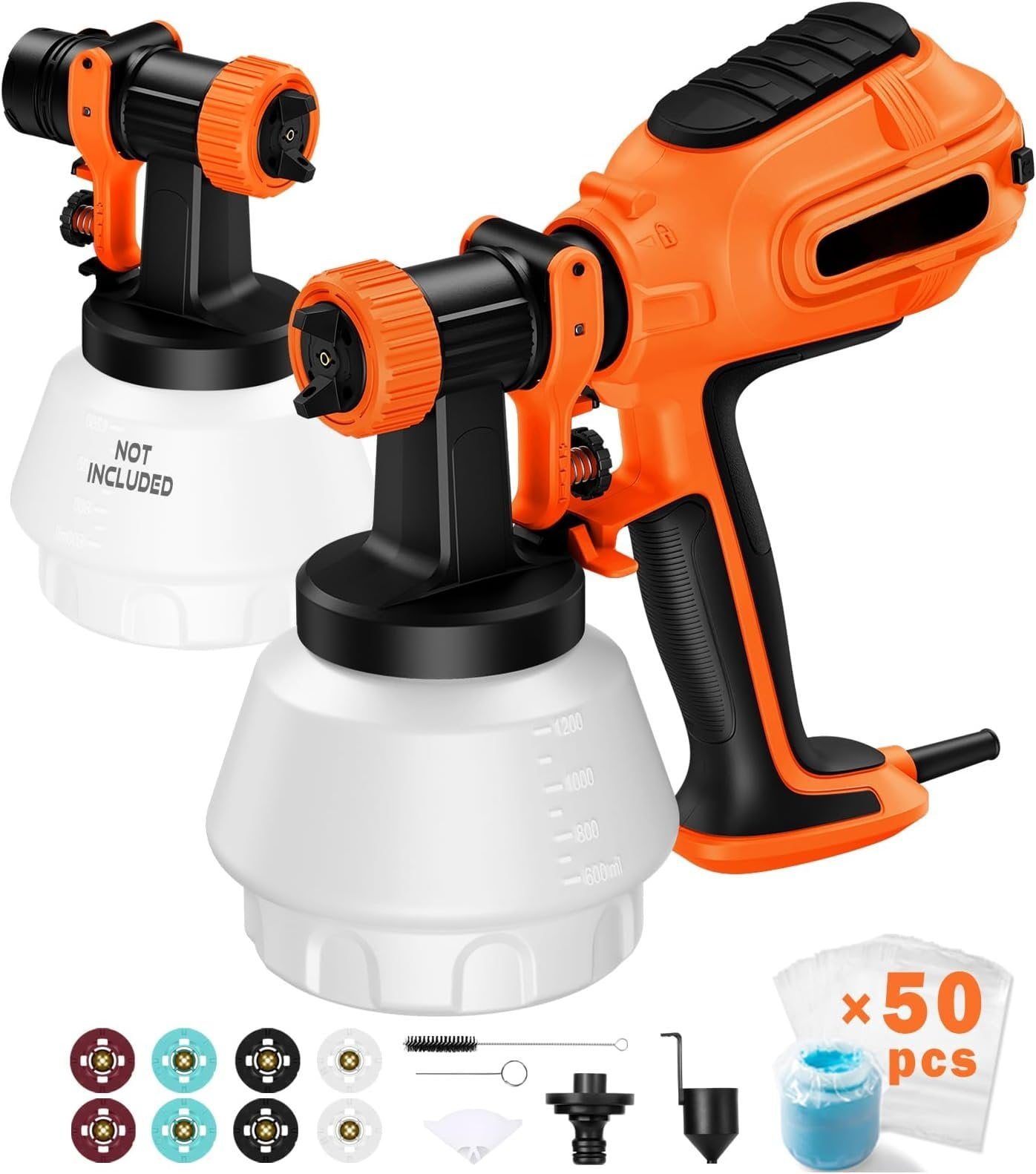 HVLP Sprayer for House Painting, Dual- Detachable System with 8 Nozzles ...