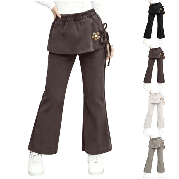 HVOBTTY Summer Toddler Girl's Flare Leg Long TrousersFake 2 Piece Mild ...