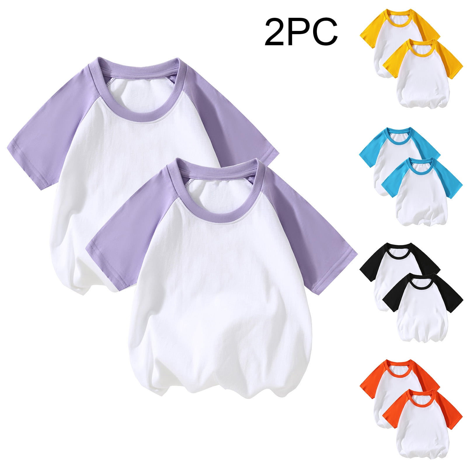 HVOBTTY Summer Toddler Kid's Short Sleeve Crew Neck T-Shirt Print Solid ...
