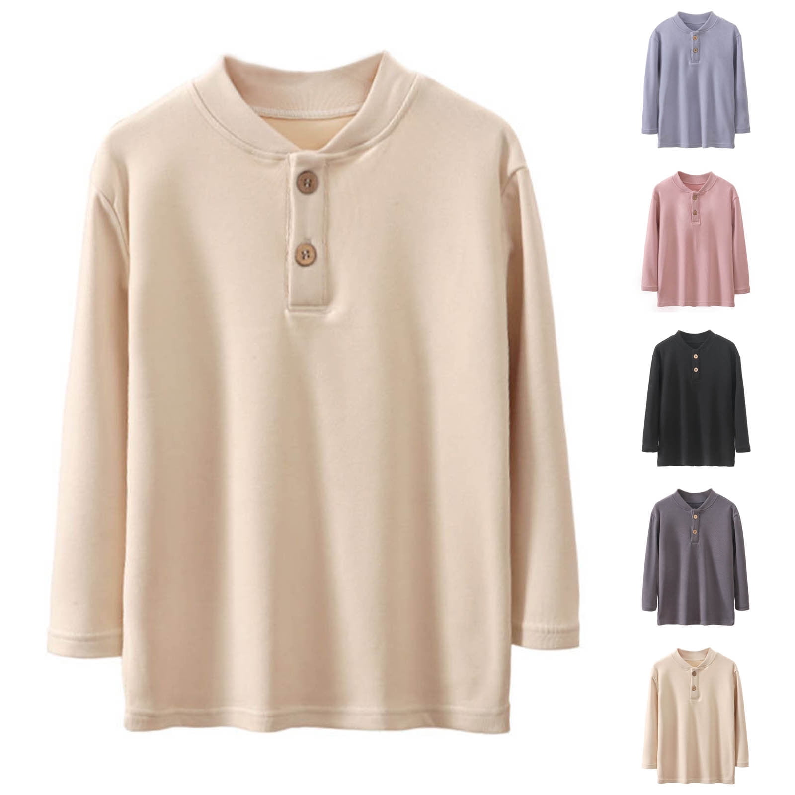 HVOBTTY Toddler Boy's Long Sleeve Crew Neck T-Shirt Solid Color ...
