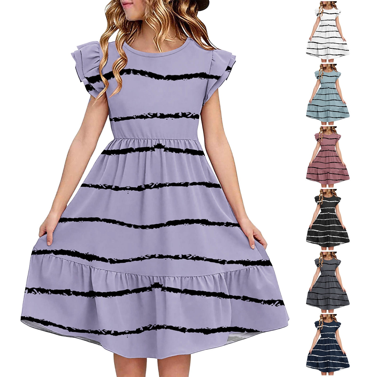 HVOBTTY Toddler's Soft Mid-Length A-Line Dresses, Summer Dresses for ...
