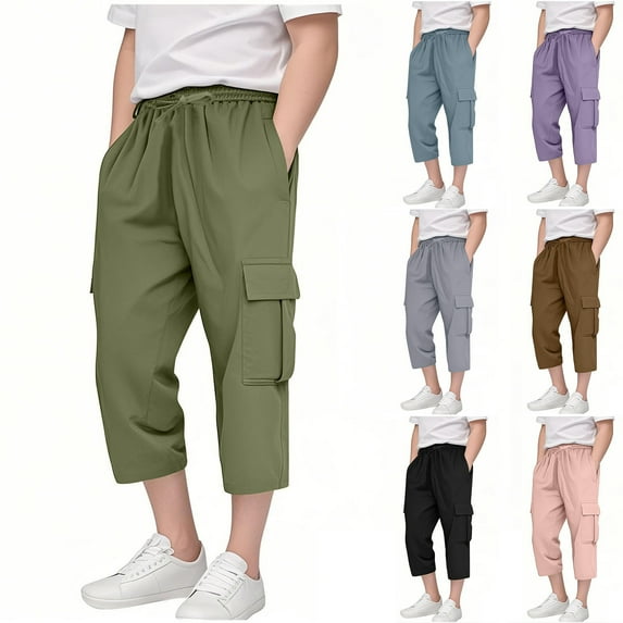 HVOBTTY Toddlers Soft Straight Leg Pants, , Kids Casual Solid Color ...