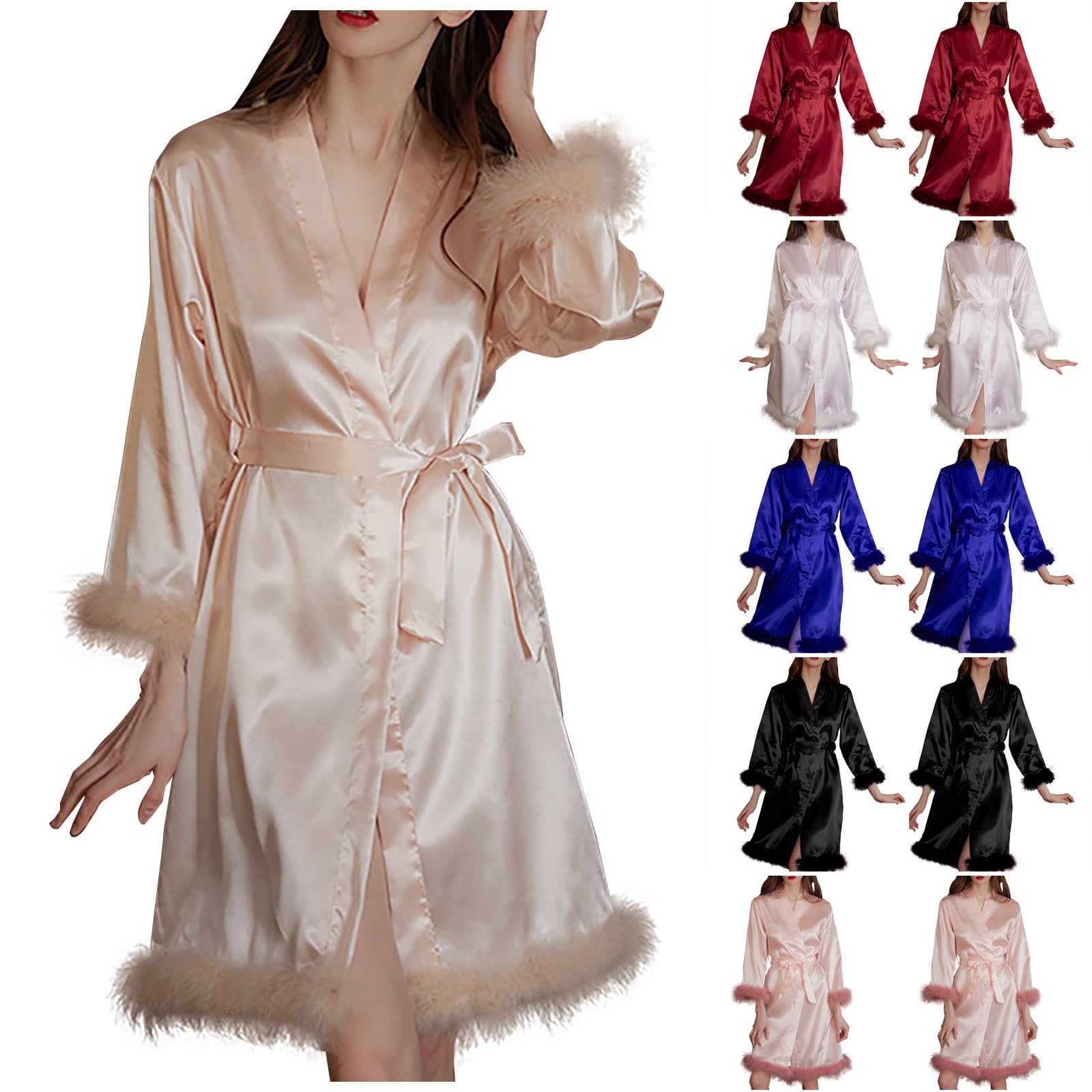 HVOBTTY Women's Lightweight Mid-Length Robe, Robes for Women, Dressing ...