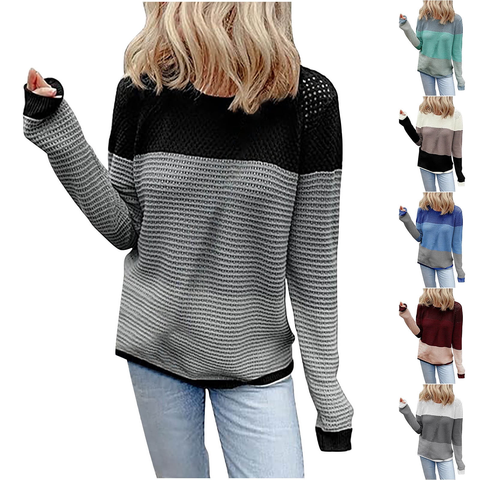 HVOBTTY Women's Long Sleeved Pullovers Sweaters, Sweaters for Women ...